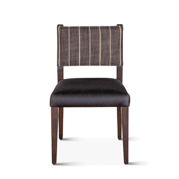 Maya Dining Chair Black Leather + Striped Fabric – Domaci