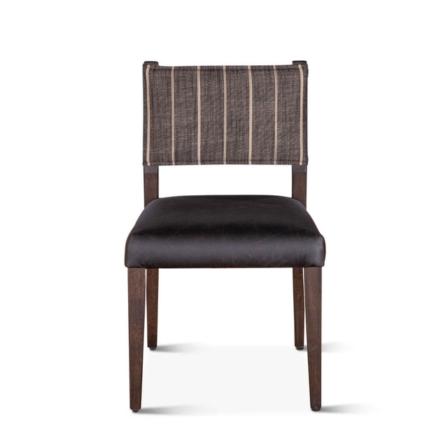 Maya Dining Chair Black Leather + Striped Fabric – Domaci