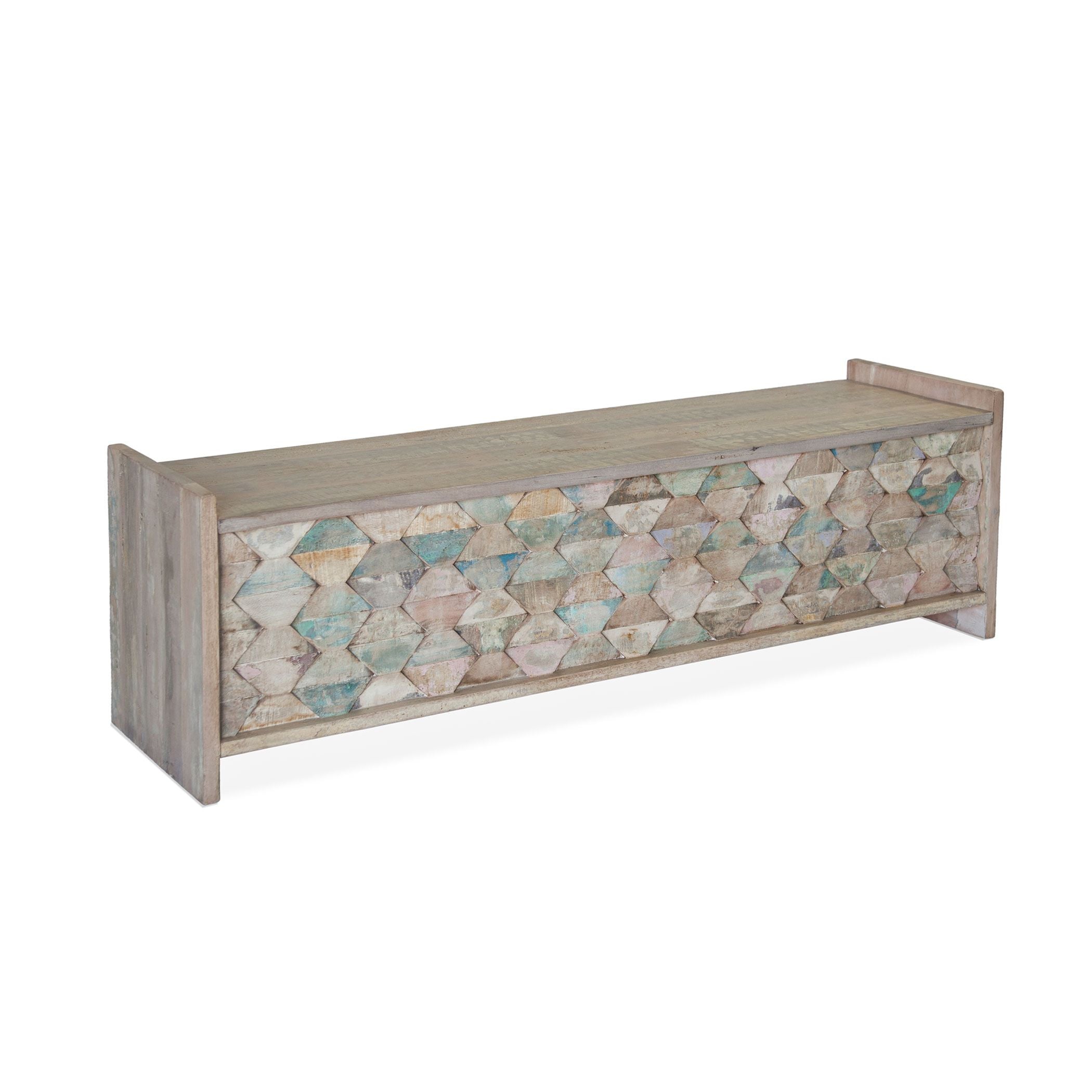 Wildwood Boho Modern Storage Bench - Reclaimed Mixed Woods – Domaci