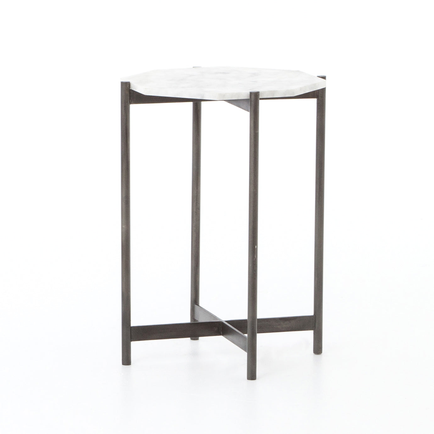 Adair High End Modern Side Table - Marble Top - Brass or Iron Base – Domaci