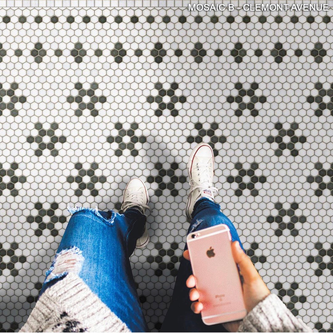 Mosaic Tile B "Clemont Avenue" Vinyl Floorcloth -Many Sizes – Domaci
