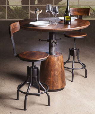 Bryn Mawr Industrial Modern Adjustable Height Dining Table- 40" Round ...