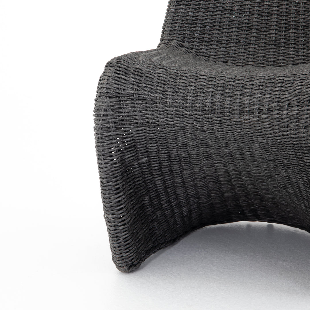 Portia Modern Curved Outdoor Dining Chair - Woven Coal Gray or White ...