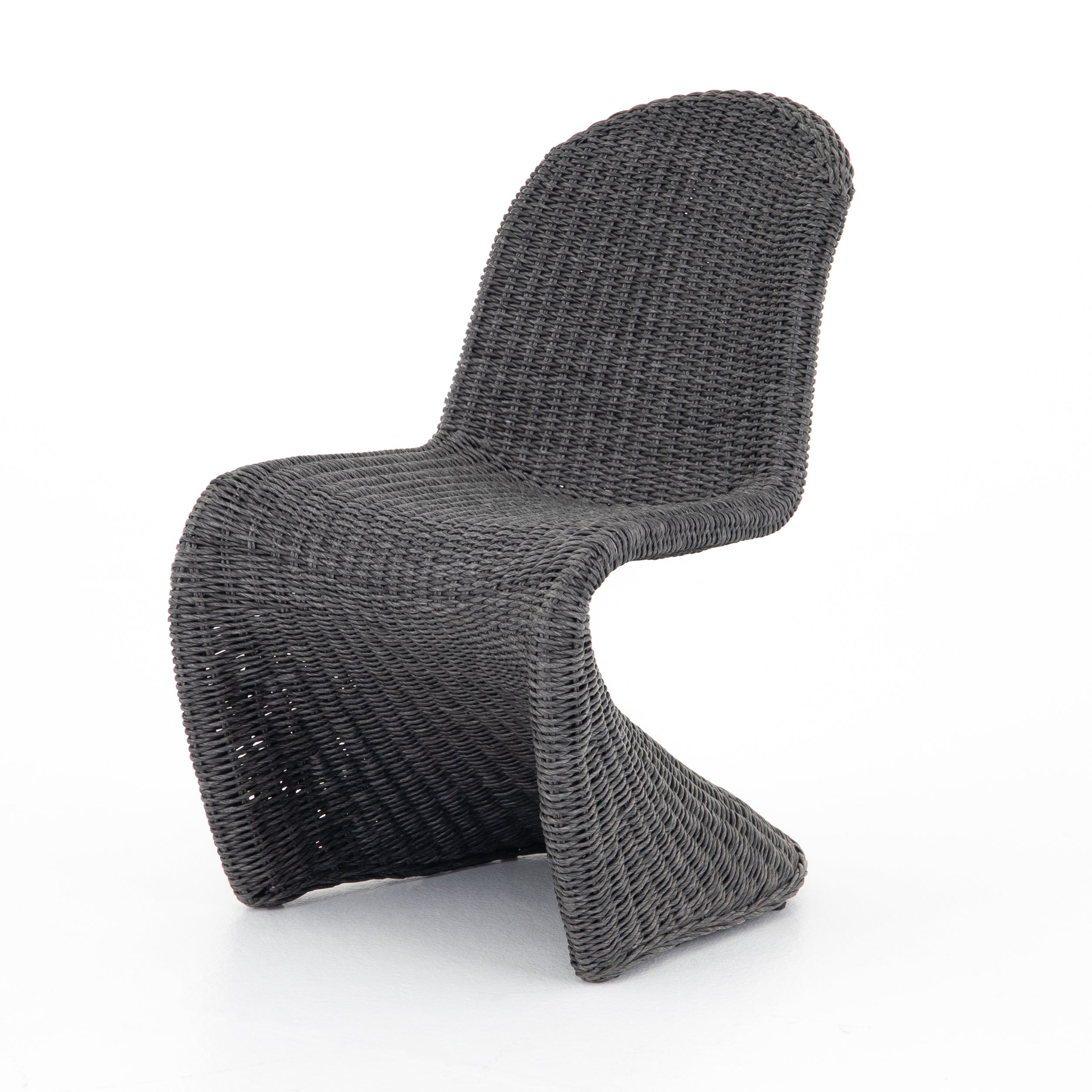 Portia Modern Curved Outdoor Dining Chair - Woven Coal Gray or White ...