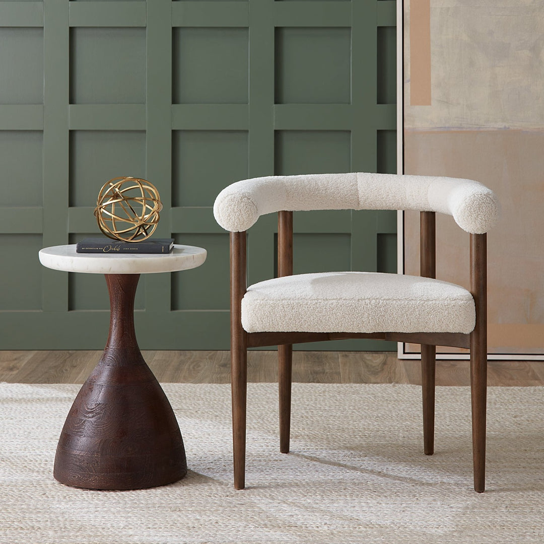 Jaipur Martini 16" Round Wood and Marble Side Table – Domaci