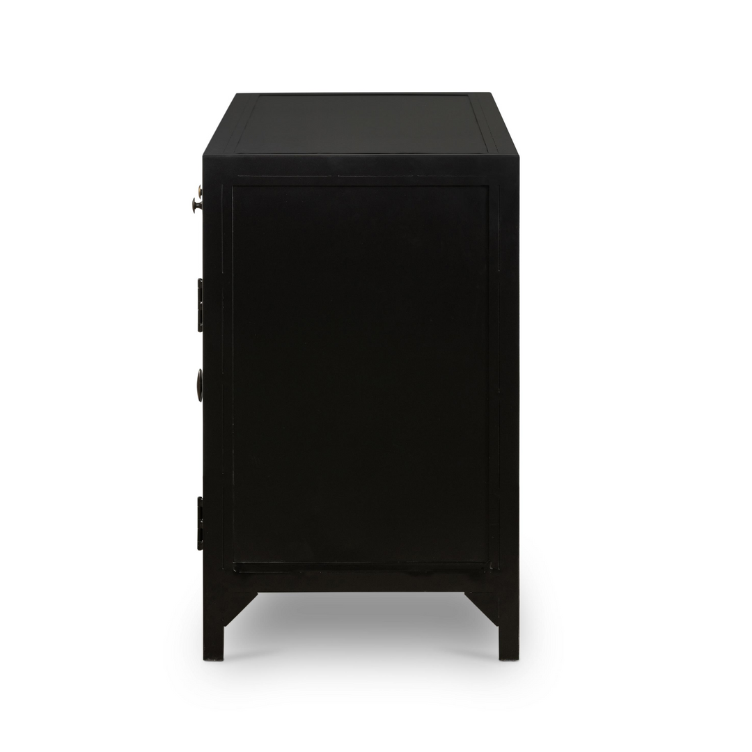 Shadow Box Modern-Industrial Media Cabinet - Glass and Black Metal – Domaci