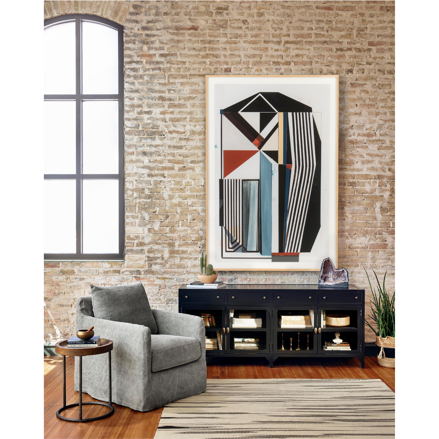 Shadow Box Modern-Industrial Media Cabinet - Glass and Black Metal – Domaci